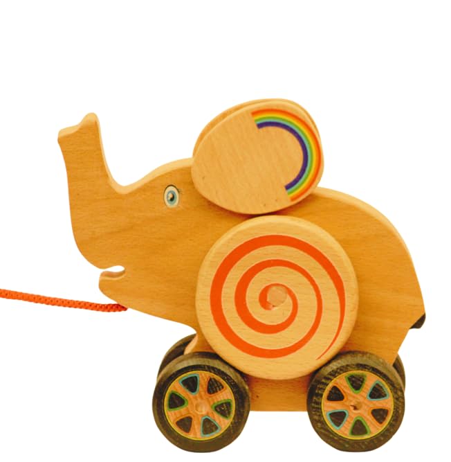 Buy Organic Toys Handcrafted Wooden Geared Wheel Elephant| Realistic ...