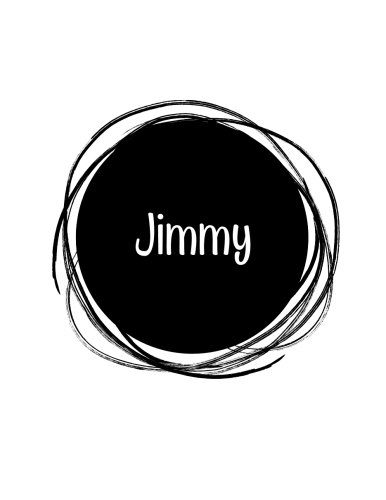 Jimmy: 110 Pages 8.5x11 Inches Black Circular Scribble White Page Name ...