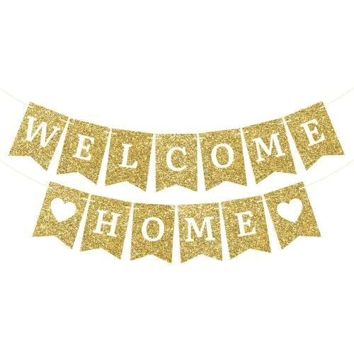 SVM CRAFT® Gold Glitter Welcome Home Banner, Home Sweet Home Gold ...