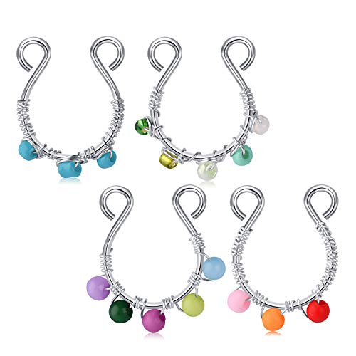 Snapklik.com : Fake Clip On Rings Surgical Steel Adjustable Non-Pierced ...