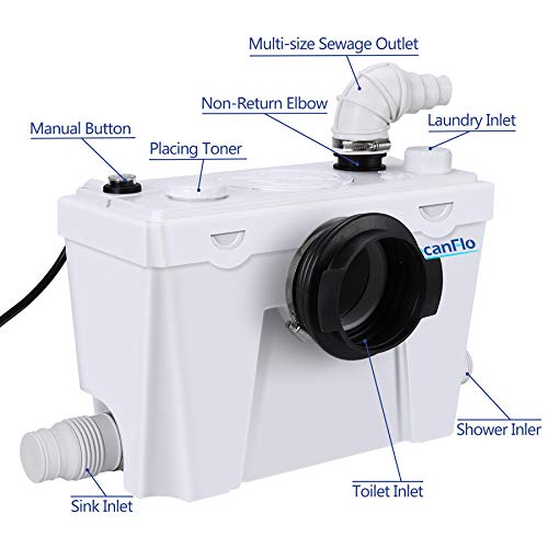 Sani-Flow Upflush Macerating Toilet System with 500 Watt Macerator Pump ...