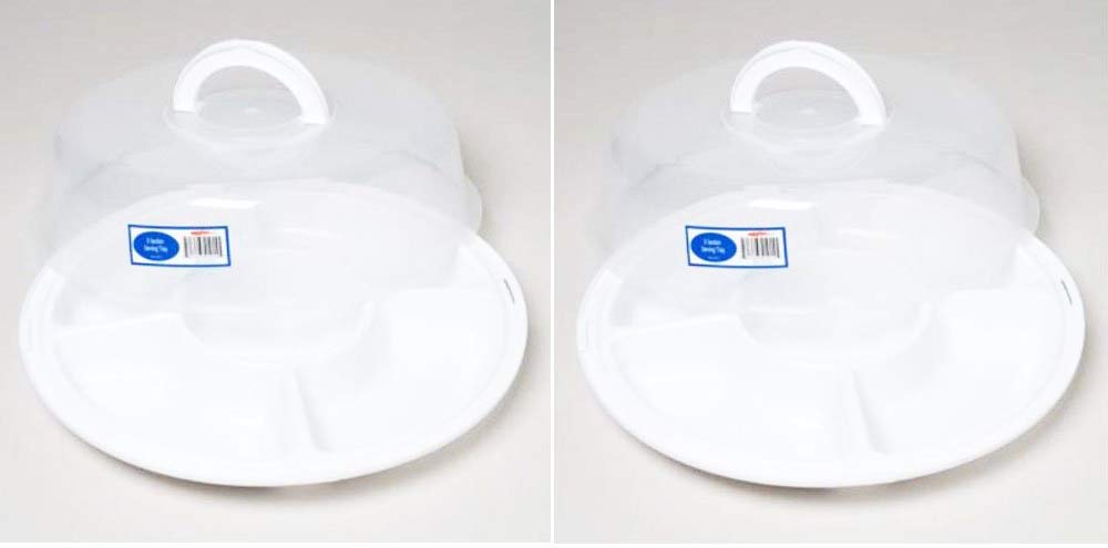 Set of 2 Black Duck Brand Five Section Serving Tray w/Locking Lid ...