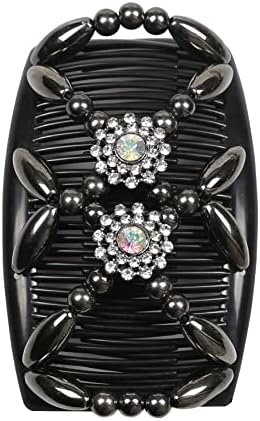 Amazon.com : LOVEF Women Magic Hair Combs Wood Beaded Stretch Double ...