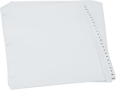 Oxford Binder Dividers, Plastic A-Z Tabs, Letter Size, White, 25 Sets ...