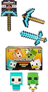 Amazon.com: Bundle of Mattel Minecraft Toys, Sword and Pickaxe ...