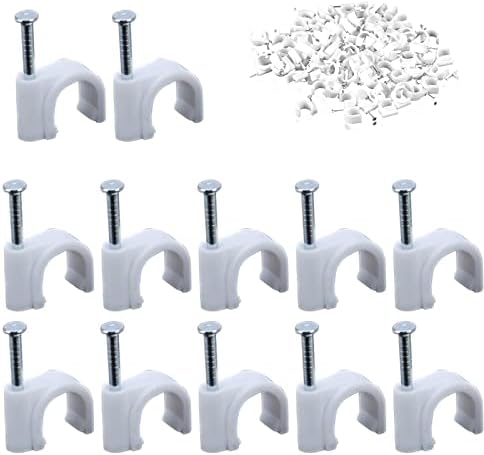 100 PCS Cable Clips,Round White Electrical Cable Wall Clip,3 Size 4/6/8 ...