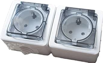 Surface-Mounted Flap Socket White Double Wet Room IP54 16A 250V Surface ...