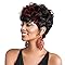 Amazon.com : DOcute Pixie Cut Wigs Black And Brown Ombre Wig Linen Short Curly Wigs With Bangs ...