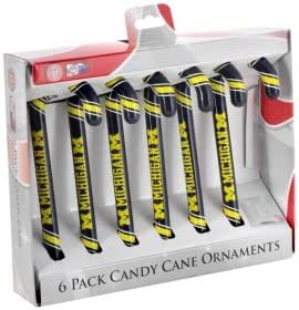 Amazon.com: Michigan Wolverines NCAA Candy Cane Ornament Set of 6 ...