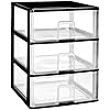Drawer Box with 3 Large Drawers 38 x 37 x 47 cm - Black Transparent ...