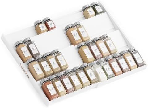 Amazon.com: SpaceAid Bamboo White Spice Drawer Organizer, (Need 3" Deep ...