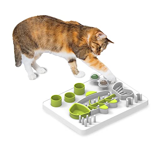 AFP Interactive Cat Food Maze, Mental Stimulation Cat Puzzle Toy Slow Feeding Treat Dispenser ...