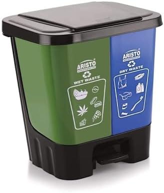 KOLORR Twin Bin 19L Dustbin Dry & Wet Waste Pedal Dustbins / 2 In 1 ...