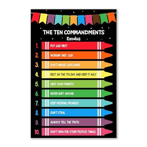 Amazon.com: The Ten Commandments Posters, Kids Scripture Poster, Church ...