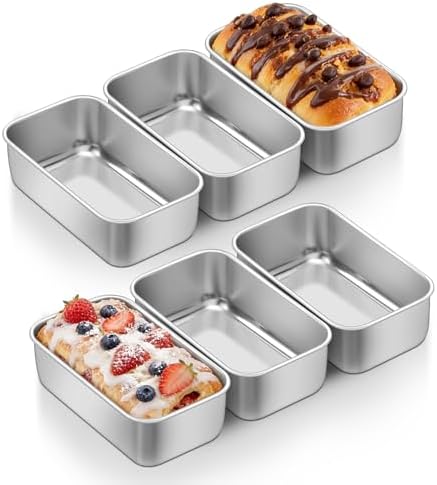 Amazon.com: E-far Mini Loaf Pan Set of 6, Small Stainless Steel Bread ...