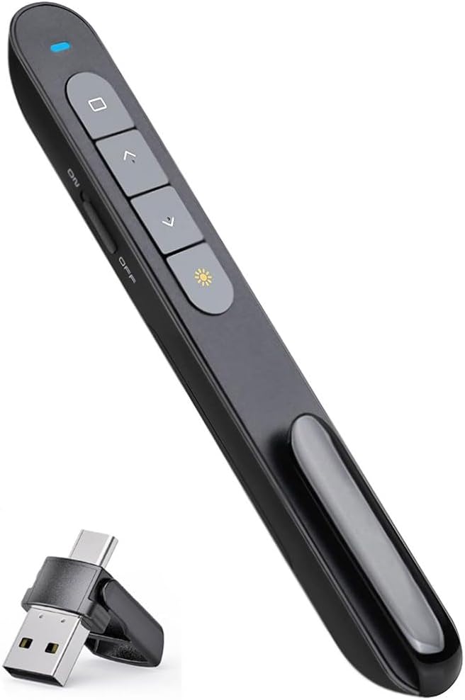 2-in-1 USB Type C Presentation Clicker for PowerPoint Remote, Hyperlink ...