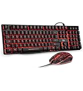 Rii RK108 Gaming Keyboard and Mouse Set,Wired LED Light Up Keyboard ...