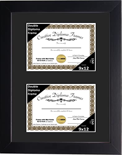 Creative Picture Frames Dual 9x12-inch Manhattan Black Double Diploma ...