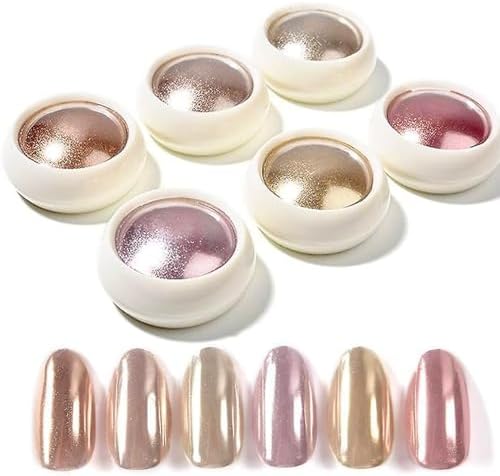 Amazon.com: 6 Jars Chrome Nail Powder, Metallic Mirror Effect Nail ...