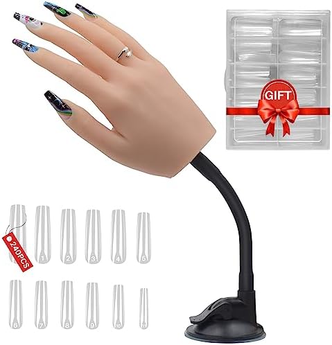 Amazon.com: Fromeet Silicone Practice Hand for Acrylic Nails, Realistic ...