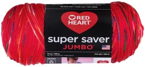 Amazon.com: Red Heart Super Saver Jumbo Speckle Cherry Red Yarn - 1 ...