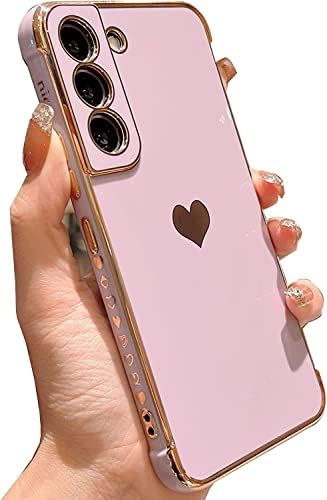 LSOUGUK Compatible with Samsung Galaxy S21 FE Case,Love Heart Pattern Electroplated Design Soft ...