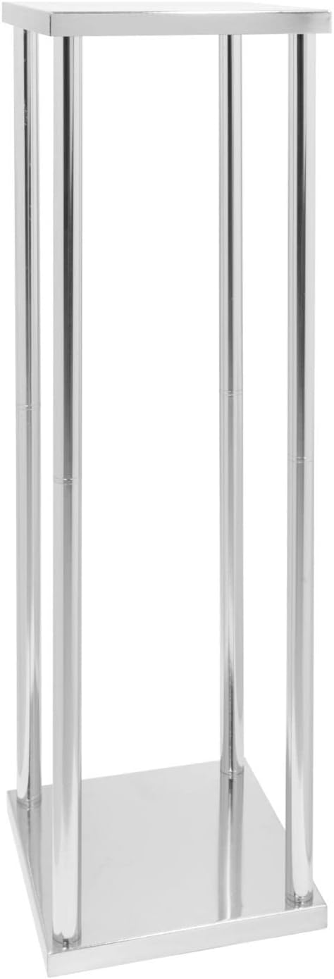Amazon.com: Metal Floral Pillar Stand - Matte Silver Decor - Decorative ...