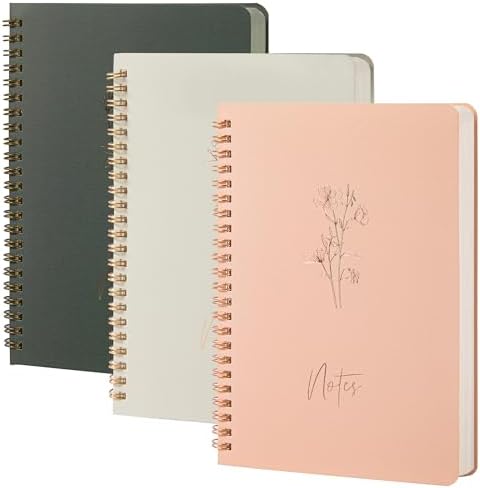 Amazon.com : ZICOTO Aesthetic Spiral Notebook Set of 3 For Women - Cute ...
