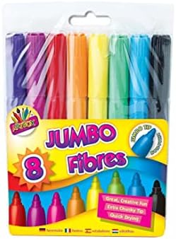BANDIDOS Pack 8 Chunky Jumbo Fibre Pens - Thick Easy Grip Colourful Art ...