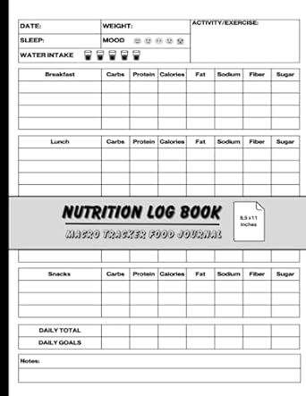Amazon.co.jp: Nutrition Log Book & Macro Tracker Food Journal: Manage ...