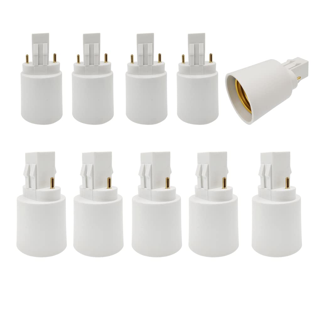 E-Simpo 10pcs 2P GX23 to E26 Lamp Socket Adapter, GX23 to E26/e27 Lamp ...