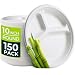 Amazon.com: Hihomry Compostable 3 Compartment Paper Plates, Disposable ...