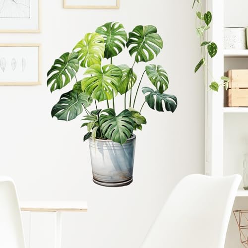 Amazon.com: VOSAREA Green Plant Wall Decals 3D Potted Plant Wall ...