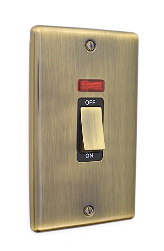 Antique Brass 45a Double Cooker Switch with Neon (Windsor) W40AB ...
