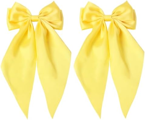 Amazon.com : Furling Pompoms Hair Bows for Women - Pack of 2 Yellow ...