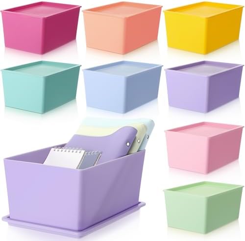 Amazon.com: 8 Pack Colorful Storage Bins with Lids for Shelves ...