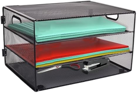 HMXLJJY 4 Tier Office Desk A4 Paper Letter Organiser Tray with Handle ...