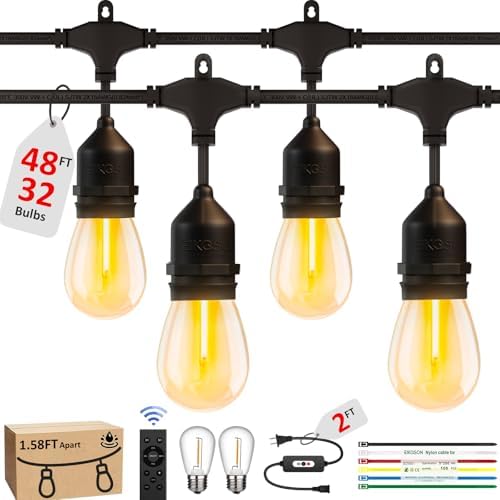 addlon 48 FT Outdoor String Lights Commercial Grade Weatherproof Strand ...