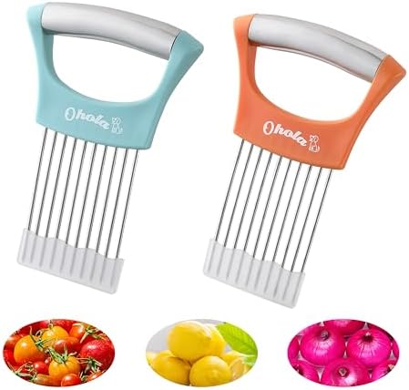 Amazon.com: 2PCS Onion Slicer Holder, JJOO Stainless Steel Onion Cutter ...