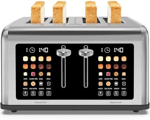 Amazon.com: 4 Slice Toaster Touch Screen, Stainless Steel Toasters ...