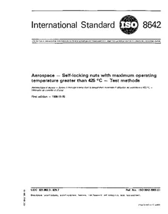 Iso 8642 1986 Aerospace Self Locking Nuts With Maximum Operating