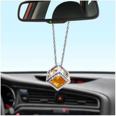 Amazon.com: Sylvil Bling Diamond Cube Car Rear View Mirror Charms ...