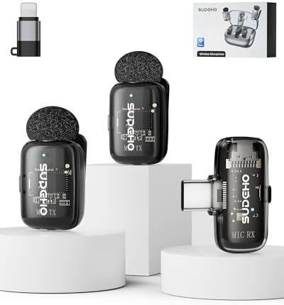 Amazon.com: Wireless Mini Lavalier Microphones for iPhone iPad Android ...