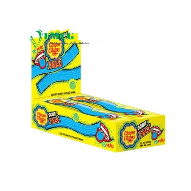 Chupa Chups Sour Belt Green Raspberry Flavour Dumplings 48 Pieces × 8g ...