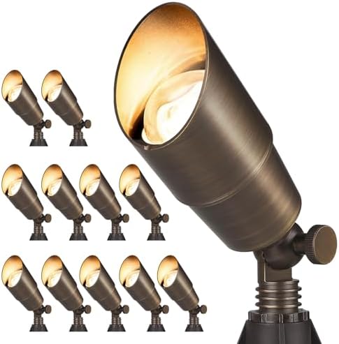 Gardencoin Solid Brass Outdoor Landscape Spotlights, 12V LED Low ...