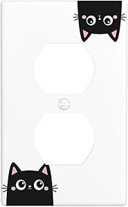 Moslion Black Cats Wall Plate Outlet Cover Kitten Cute Animal Pink ...