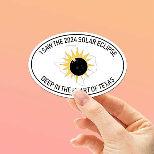 Amazon.com: Texas 2024 Eclipse Sticker for Laptop, White Oval April 8 ...