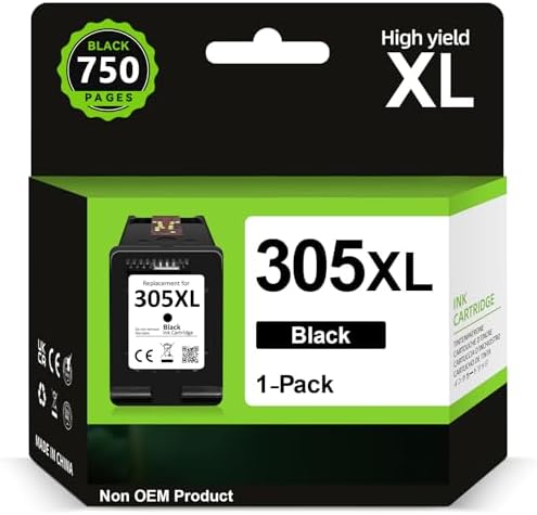 305XL High Yeild Ink Cartridge Black- 750 Pages Replacement for 305 ...