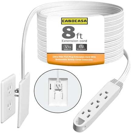 Amazon.com: CABOCASA 8FT Ultra Flat Plug Extension Cord Power Strip ...