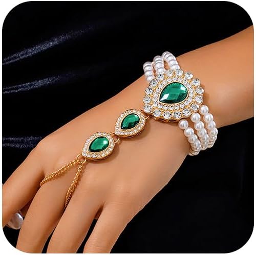 Amazon.com: Gangel Finger Chain Pearl Hand Bracelet Vintage Finger ...